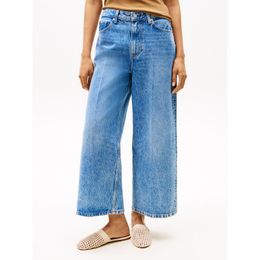 Tommy Hilfiger Damen Weite Jeans &raquo;WIDE LEG HW LOU&laquo; mit Logo-Badge, mit Nieten, mit B&uuml;gelfalten 29, L&auml;nge 32
