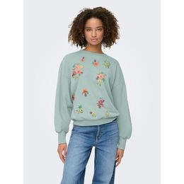 Only Damen Only Sweatshirt &raquo;ONLBROOKE L/S O-NECK FLOWER SWT&laquo;, Baumwollmischung, regular fit M