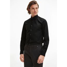 Calvin Klein Herren Businesshemd &raquo;POPLIN STRETCH SLIM SHIRT&laquo; mit Kentkragen, Logoprint auf Brusth&ouml;he schwarz 41, N-Gr
