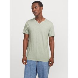 Jack & Jones Jack & Jones Herren T-Shirt &raquo;JJESPLIT NECK TEE SS NOOS&laquo; mit V-Ausschnitt gr&uuml;n XS