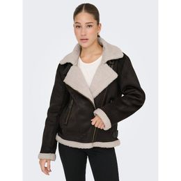 Only Damen Only Lederimitatjacke &raquo;ONLNEWDIANA AVIATOR JACKET CC OTW&laquo; ohne Kapuze beige M