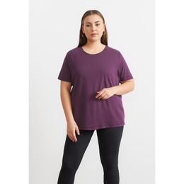 Only Carmakoma Damen Only CARMAKOMA Kurzarmshirt &raquo;CARMOSTER S/S FOLD UP TOP JRS NOOS&laquo; Materialmix, regular fit lila L