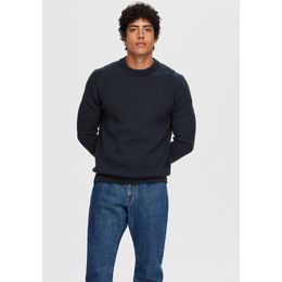 Selected Herren Selected Rundhalspullover &raquo;SLHDANE LS KNIT STRUCTURE CREW NECK NOOS&laquo; Baumwolle, regular fit blau XXL