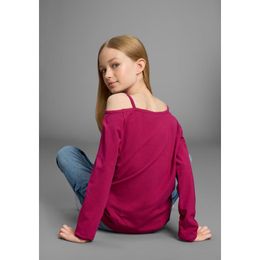 Kidsworld M&auml;dchen Kidsworld Langarmshirt &raquo;Off-Shoulder Shirt&laquo; Mit modischer Schulterl&ouml;sung rot 164/170