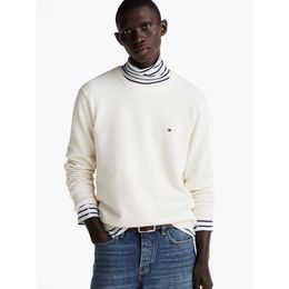 Tommy Hilfiger Herren Rundhalspullover &raquo;ESSENTIAL STRUCTURE CREW NECK mit Struktur und Label&laquo; unifarben, casual, regular fit, Baumwolle, Rundhals wei&szlig;