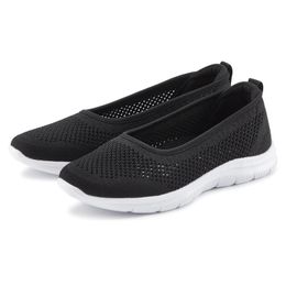 Lascana Damen Lascana Sneaker Ballerinas &raquo;Halbschuh, Slip-On-Sneaker,&laquo; zum Reinschl&uuml;pfen VEGAN schwarz 36