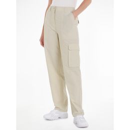 Tommy Jeans Damen Cargohose &raquo;TJW HARPER HR CARGO PANT&laquo; mit gro&szlig;en aufgesetzten Taschen beige 28, L&auml;nge 30