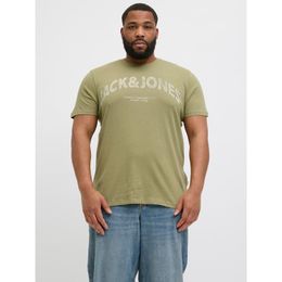 Jack & Jones PlusSize Jack & Jones Plussize Herren Jack & Jones PlusSize Print-Shirt &raquo;JORALMERIA BOLD BRANDING TEE SS CN PLS&laquo; mit Logo Print beige 4XL