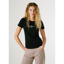 Pepe Jeans Damen T-Shirt &raquo;NEW VIRGINIA&laquo; mit Logo-Print schwarz S (36)