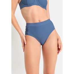 Lscn By Lascana Damen LSCN by LASCANA Highwaist-Bikini-Hose &raquo;Gina&laquo; mit modischen Raffungen blau 40, N-Gr