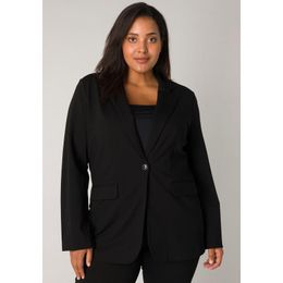 Base Level Curvy Damen Jerseyblazer mit Taschenklappen schwarz 54 (56)