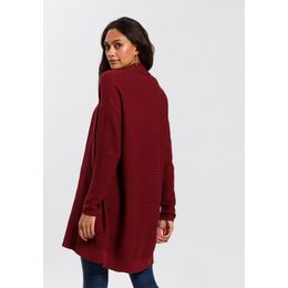 Tom Tailor Damen Tom Tailor Longstrickjacke aus Rippstrick mit aufgesetzten Taschen rot M (38)