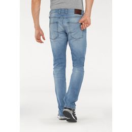 Bruno Banani Herren Slim-fit-Jeans &raquo;Jimmy (Stretch)&laquo; schmale Beinform, niedrige Leibh&ouml;he, mit Button-Fly blau 29, L&auml;nge 32