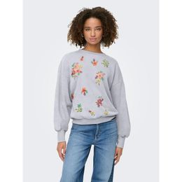 Only Damen Only Sweatshirt &raquo;ONLBROOKE L/S O-NECK FLOWER SWT&laquo;, Baumwollmischung, regular fit XL