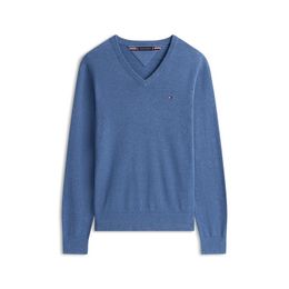 Tommy Hilfiger Herren Strickpullover &raquo;ESSENTIAL COTTON V NECK mit V-Ausschnitt und Stickerei&laquo; unifarben, casual, regular fit, Baumwolle, V-Ausschnitt 