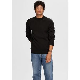 Selected Herren Selected Rundhalspullover &raquo;SLHDANE LS KNIT STRUCTURE CREW NECK NOOS&laquo; Baumwolle, regular fit schwarz M