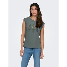 Only Damen Only Kurzarmshirt &raquo;FEEL/FEATHERS TOP BOX CS JRS&laquo; gr&uuml;n XL