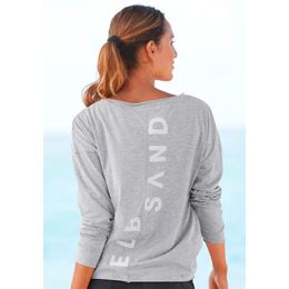 ELBSAND Damen Langarmshirt &raquo;Eltje&laquo; mit Logodruck hinten, Longsleeve aus Baumwoll-Mix grau XXL (44)