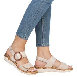 Remonte Damen Keilsandalette Sommerschuh, Riemchensandale, praktische Klettverschl&uuml;sse beige 44