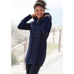 Vivance Damen Steppjacke mit Kapuze mit Strickfleece-&Auml;rmeln blau 36