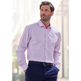 H.I.S. H.I.S Herren Langarmhemd &raquo;Regular fit&laquo; mit Haifischkragen und allover Print aus reiner Baumwolle wei&szlig; S (37/38), N-Gr