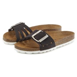 ELBSAND Damen Pantolette &raquo;Sandale, Mule, offener Schuh, Sommerschuh&laquo; aus Leder mit weichem Korkfu&szlig;bett grau 37