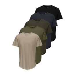 Only & Sons Only & Sons Herren ONLY & SONS Rundhalsshirt &raquo;ONSMATT LONGY SS TEE 5-PACK&laquo; Packung, 5 tlg. Baumwolle, relaxed fit, lang geschnitten L