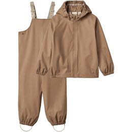 Wheat Jungen Wheat Regenjacke &raquo;Rainwear Charlie&laquo; Set, 2 Stk. tlg. mit Kapuze wasserdicht, mit Reflektoren und mit passender Latzhose braun 122