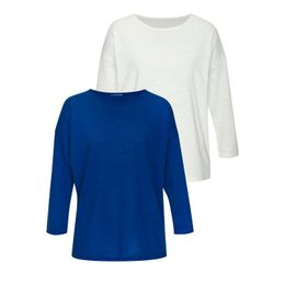 Vivance Damen Langarmshirt &raquo;mit modischer Struktur&laquo; 2er-Pack, aus b&uuml;gelfreier Qualit&auml;t mit Baumwolle blau 32/34