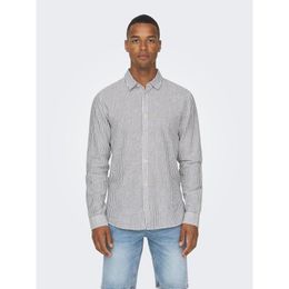 Only & Sons Only & Sons Herren ONLY & SONS Kurzarmhemd &raquo;ONSCAIDEN LS STRIPE LINEN SHIRT 660 NOOS&laquo; blau XL, N-Gr