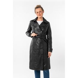Mauritius Damen Ledermantel &raquo;GWTaruh OT&laquo; 2 femininer Leder-Trenchcoat mit Bindeg&uuml;rtel schwarz XL Trachtenmode