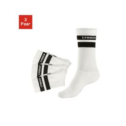 Copenhagen Studios Damen Tennissocken Packung, 3 Paar tlg. mit Streifendesign und Vollfrottee schwarz 43-46