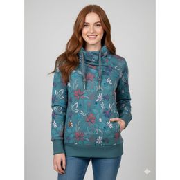 Ragwear Damen Sweatshirt &raquo;NESKA FLOWERS O&laquo;, mit asymetrischem Schalkragen XXL