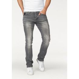 Bruno Banani Herren Slim-fit-Jeans &raquo;Jimmy (Stretch)&laquo; schmale Beinform, niedrige Leibh&ouml;he, mit Button-Fly grau 32, L&auml;nge 32