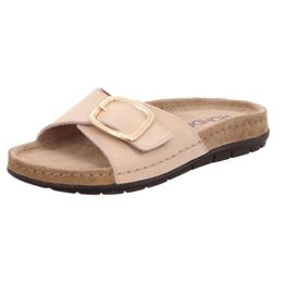 Rohde Damen Pantolette &raquo;RODIGO&laquo; Sommerschuh, Schlappen, Strandschuh, Badeschuh mit Leder-Softfu&szlig;bett beige 39