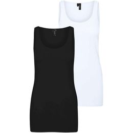 V&eacute;ro Moda Vero Moda Damen Tanktop &raquo;VMMAXI MY SOFT LONG TANK TOP 2-PACK&laquo; Packung, 2 Stk. schwarz-wei&szlig; L
