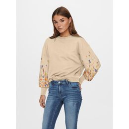 Only Damen Only Sweatshirt &raquo;ONLBROOKE L/S O-NECK FLOWER SWT&laquo;, Baumwollmischung, regular fit S