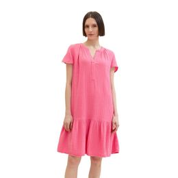 Tom Tailor Damen Tom Tailor Minikleid mit leichter Raffung - in Crincle-Optik pink 38, N-Gr