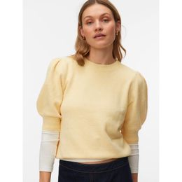 V&eacute;ro Moda Vero Moda Damen Rundhalspullover &raquo;VMDOFFY 2/4 O-NECK PULLOVER GA NOOS&laquo; mit kurzen Puff&auml;rmeln L