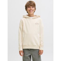 Jack & Jones Jack & Jones Junior Jungen Kapuzensweatshirt &raquo;JJEBRANDES BACKP RELAXED SWEAT H SN JNR&laquo;, Baumwollmischung, relaxed fit wei&szlig; 128