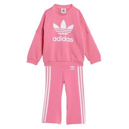 adidas originals Jogginganzug 'Loose Crew Flared Leggings' Jungen Gr&ouml;&szlig;e 74 hellpink / wei&szlig;