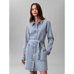 Calvin Klein Jeans Damen Jeanskleid &raquo;BELTED DENIM MINI DRESS COASTAL&laquo; aufgesetzte Taschen Regular Fit, durchgehende Knopfleiste und G&uuml;rtel XXL (46), N