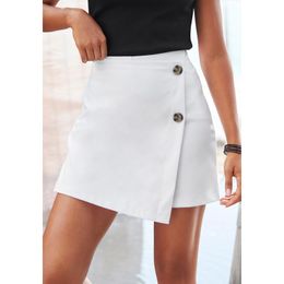 Buffalo Damen Hosenrock in Wickeloptik mit Zierkn&ouml;pfen, Skort, casual-chic, elegant wei&szlig; 38