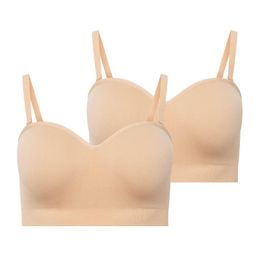 Jockey Damen B&uuml;gelloser BH &raquo;Seamfree&laquo; 2er Pack, abnehmbare Tr&auml;ger, breites Unterbrustband beige XXL, N-Gr