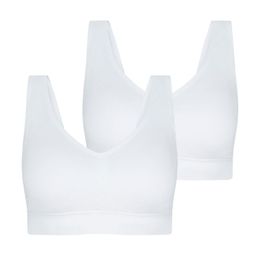 Jockey Damen Bralette &raquo;Back Smoothing Seamfree&laquo; 2er Pack, weiche, eingen&auml;hte, drahtlos geformte Cups wei&szlig; 3XL, N-Gr