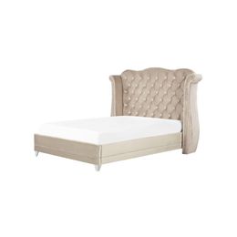 Beliani Doppelbett AYETTE in Beige - (W) 205 x (H) 154 x (L) 215 cm | Gr.: onesize