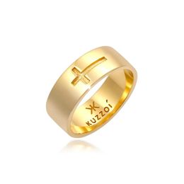 Kuzzoi Ring 925 Sterling Silber Kreuz in Gold | Gr.: 60