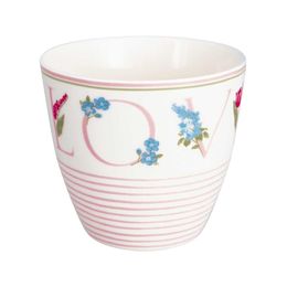 GreenGate Latte Cup Becher AGNES LOVE Wei&szlig; mit Blumen | Gr.: onesize