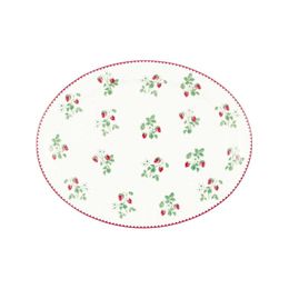 GreenGate Servierplatte BERRY Wei&szlig; mit Erdbeeren Oval 27x21 cm | Gr.: onesize