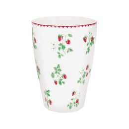 GreenGate FRENCH Latte Cup Becher BERRY Wei&szlig; mit Erdbeeren | Gr.: onesize